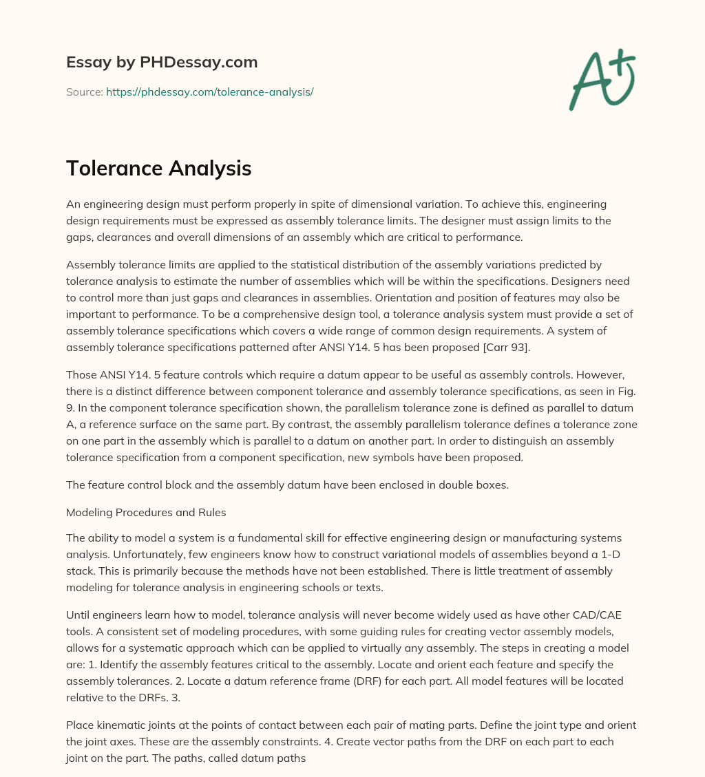 Tolerance Analysis - PHDessay.com