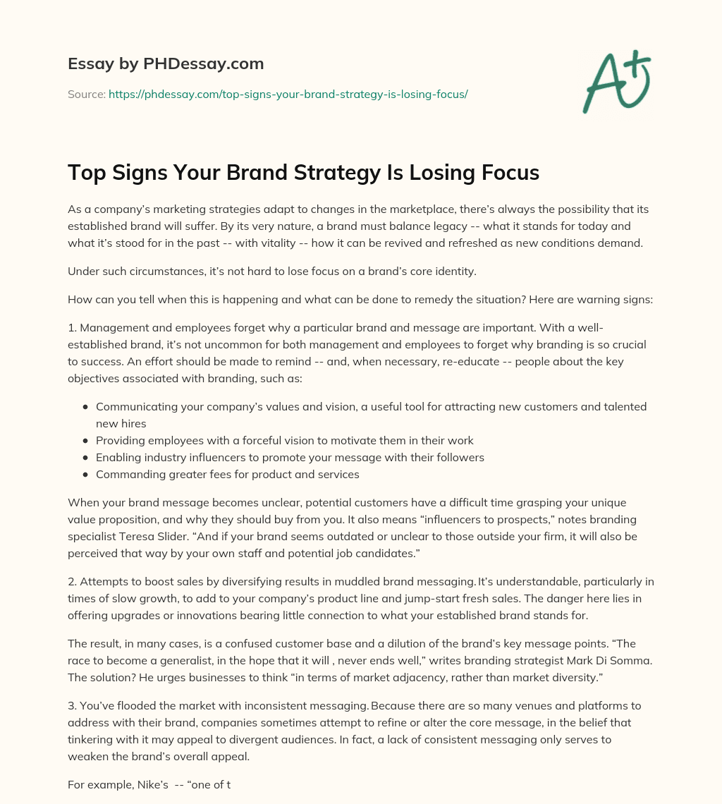 Top Signs Your Brand Strategy Is Losing Focus - PHDessay.com
