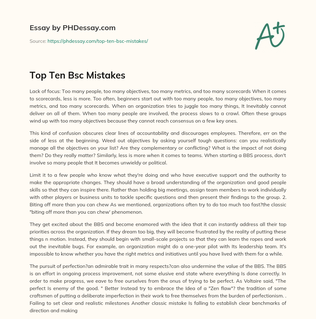 Top Ten Bsc Mistakes - PHDessay.com