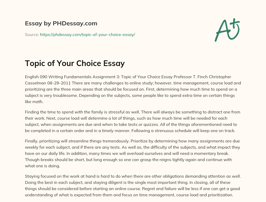 Topic Of Your Choice Essay 300 Words PHDessay Topic Of Your Choice Essay 300 Words PHDessay
