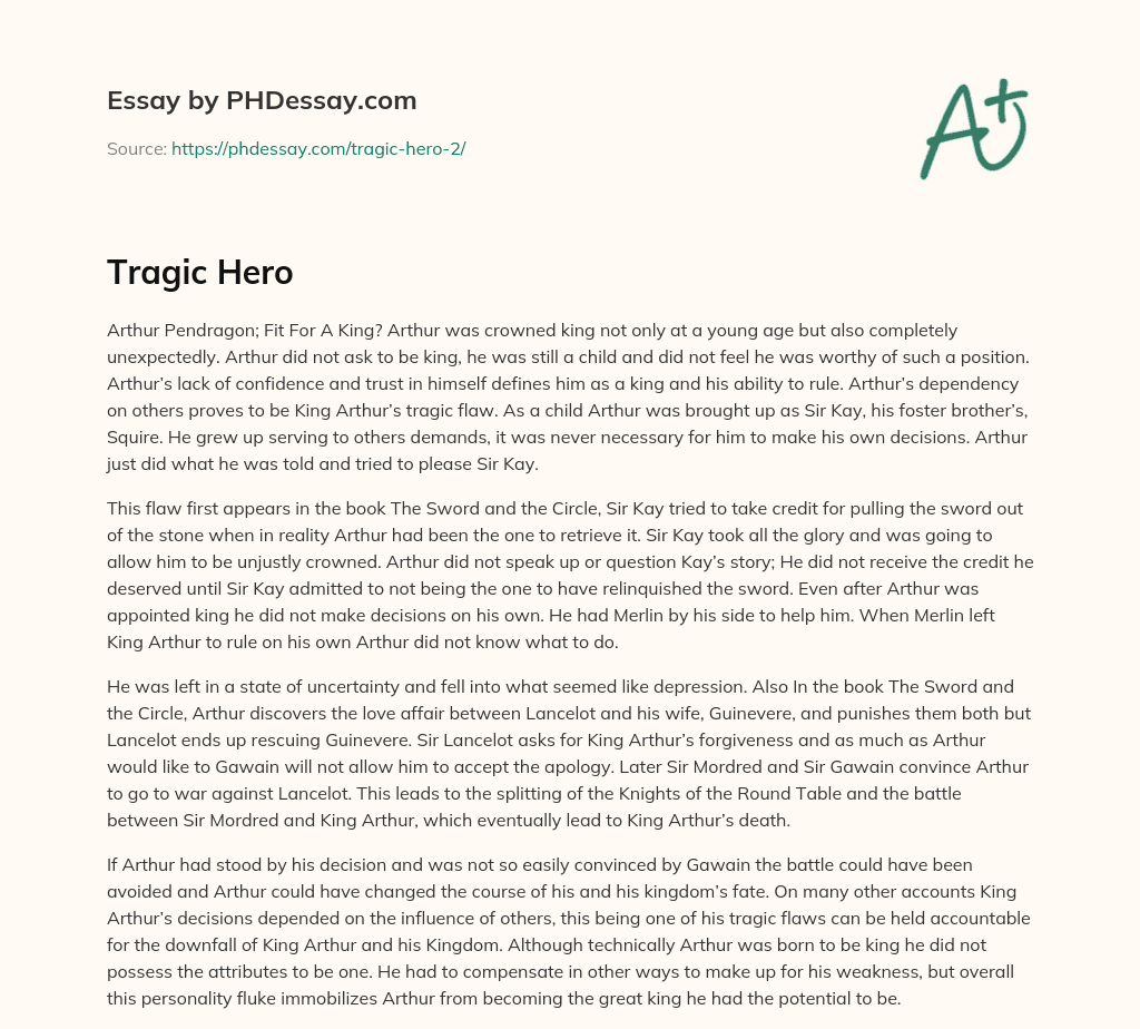 Tragic Hero (500 Words) - PHDessay.com