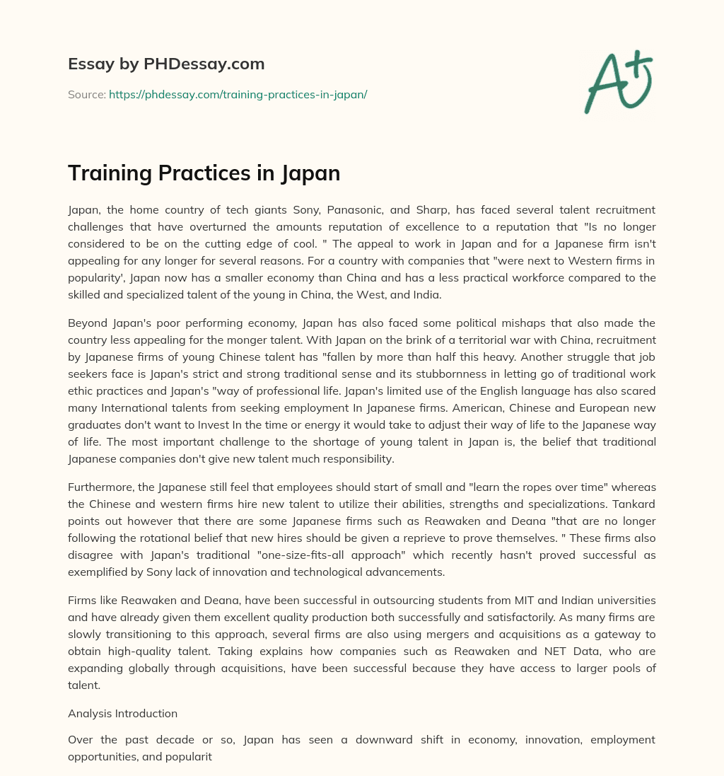Training Practices in Japan - PHDessay.com