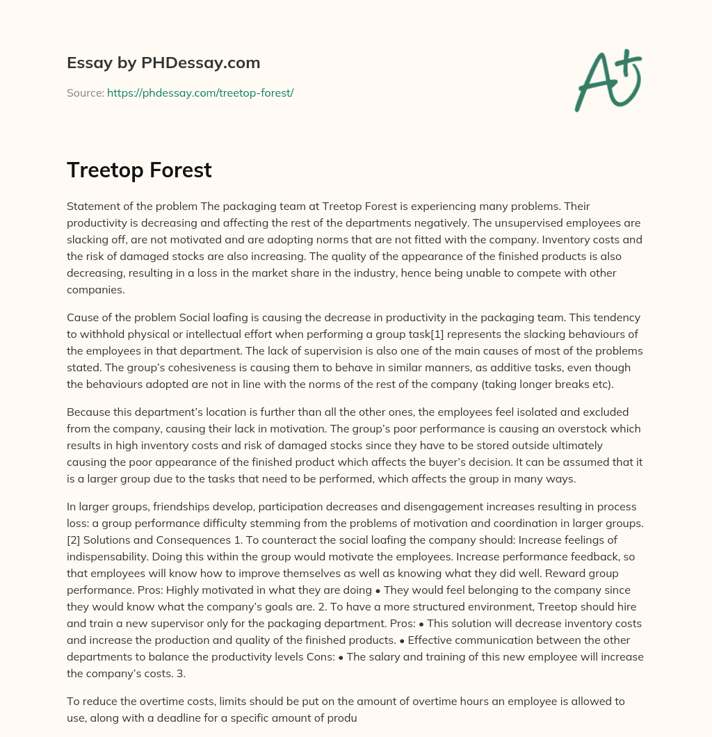 Treetop Forest - PHDessay.com