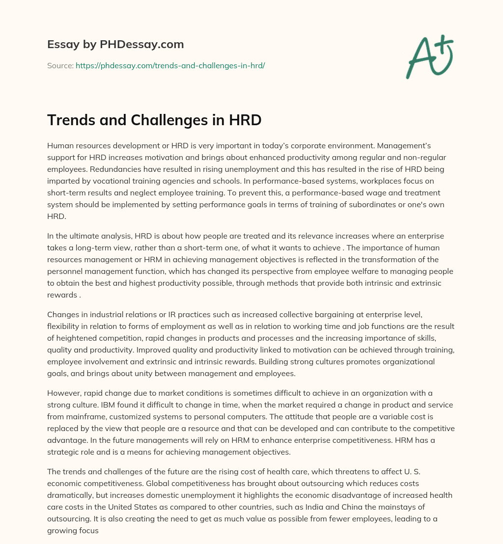 Trends and Challenges in HRD - PHDessay.com