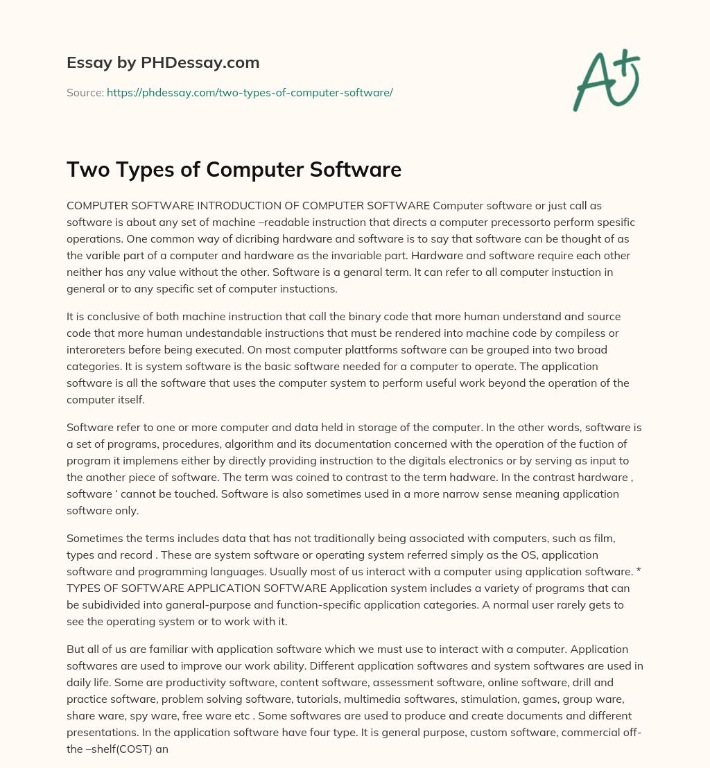 Two Types of Computer Software - PHDessay.com