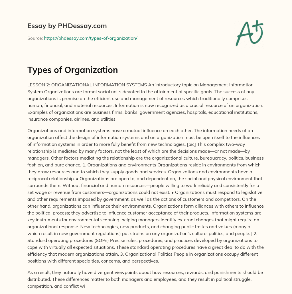Types of Organization - PHDessay.com