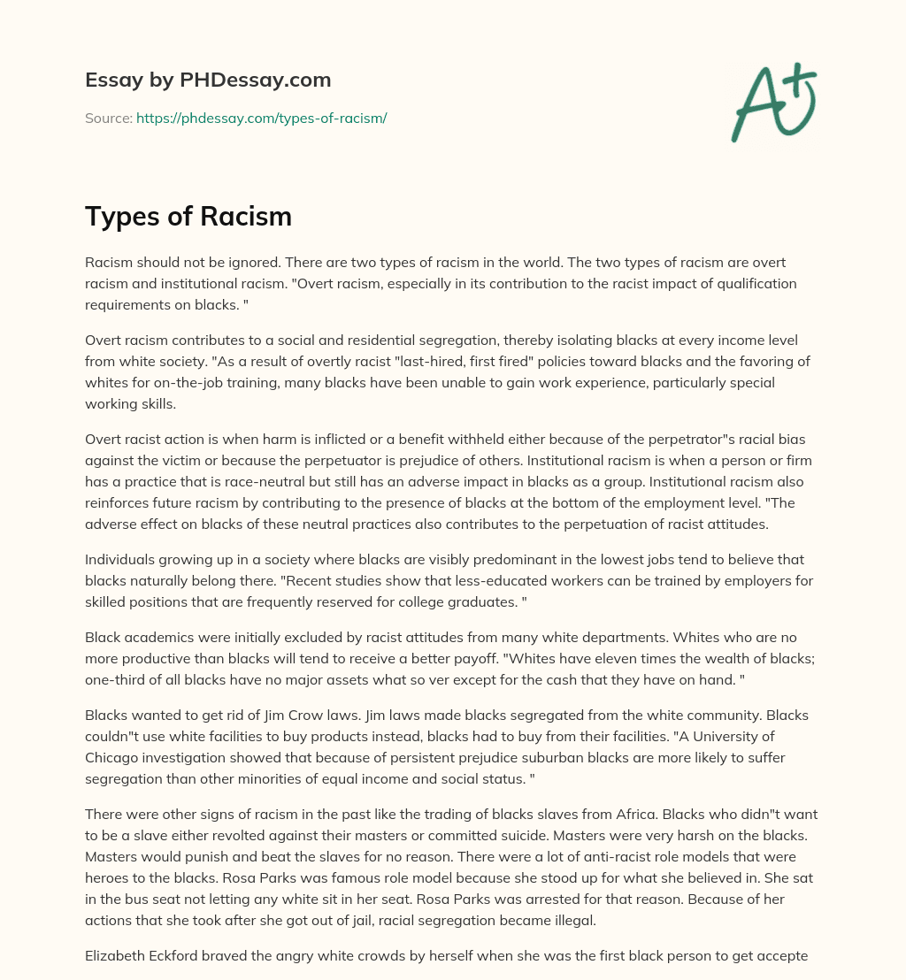 Types of Racism - PHDessay.com