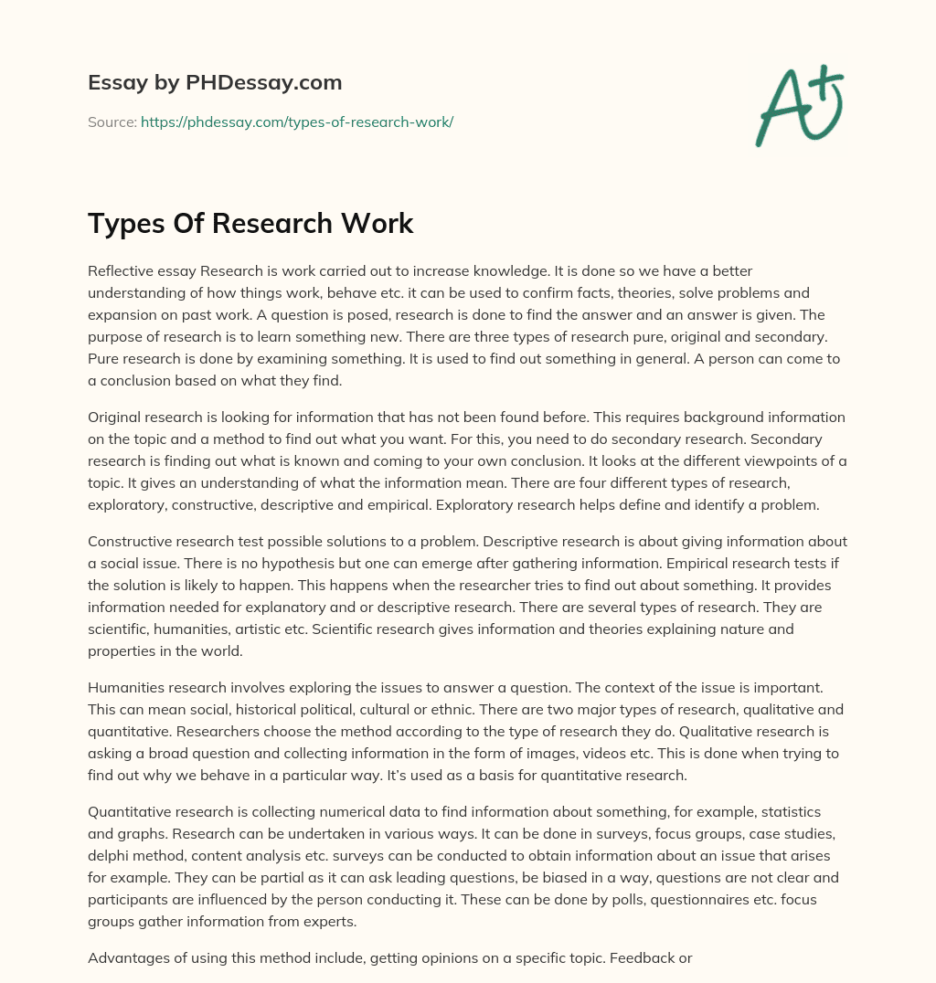 Types Of Research Work - PHDessay.com