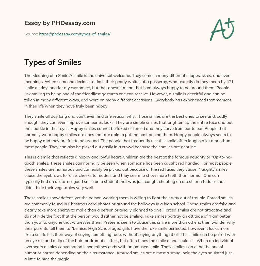 Types of Smiles - PHDessay.com