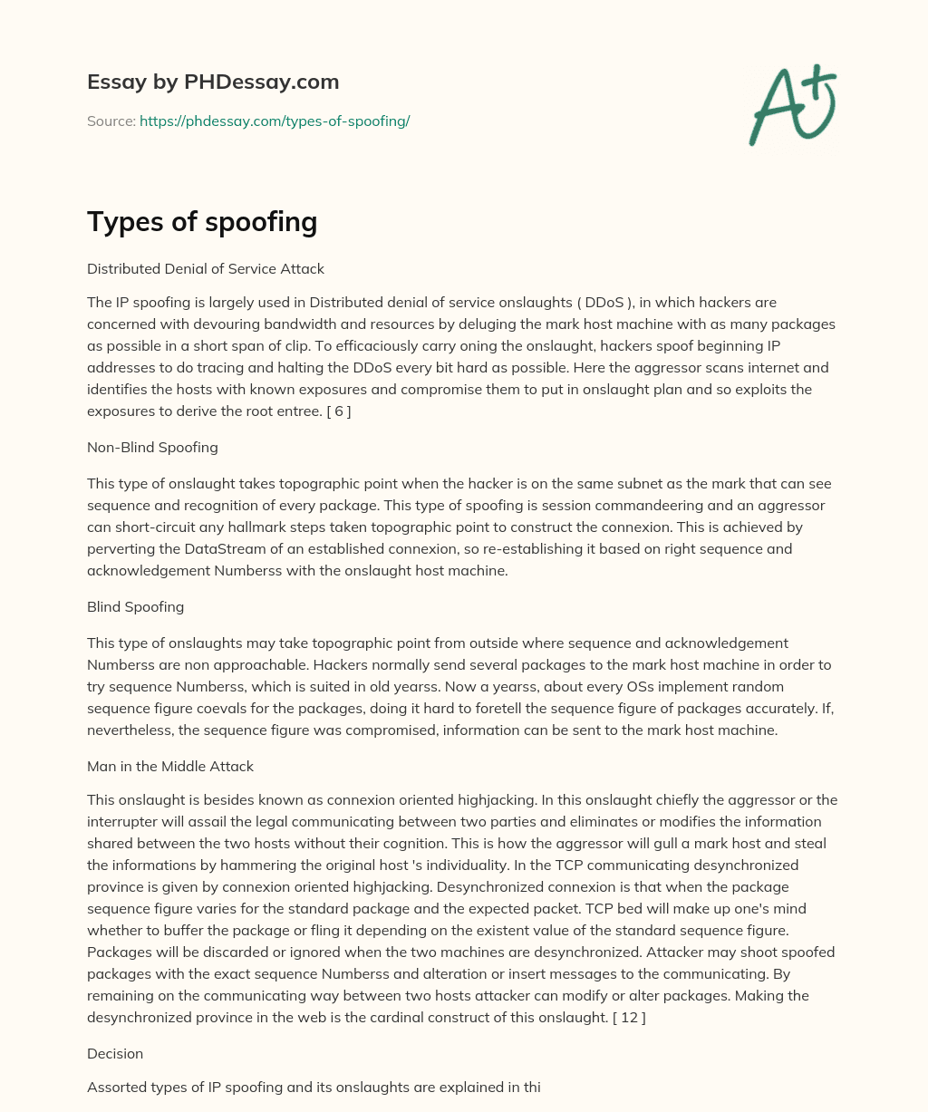 Types of spoofing - PHDessay.com