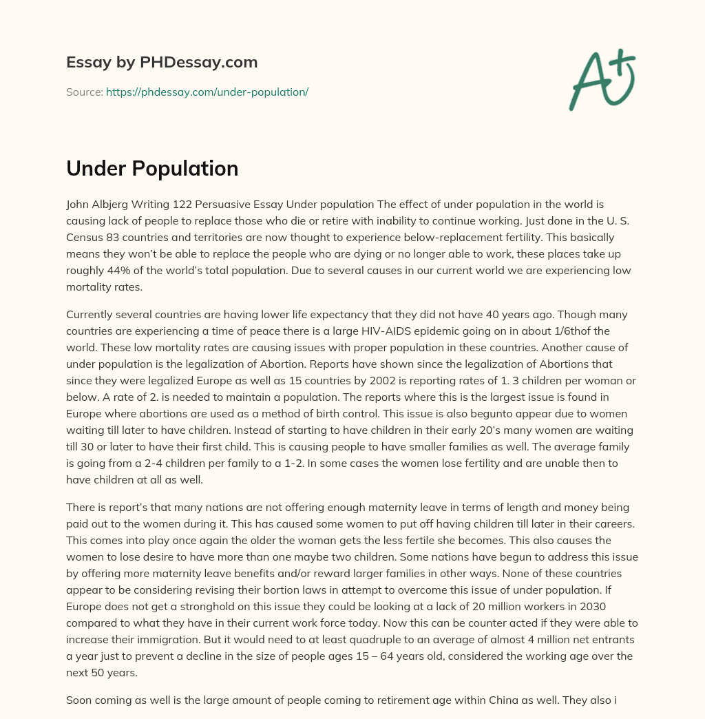 Under Population - PHDessay.com