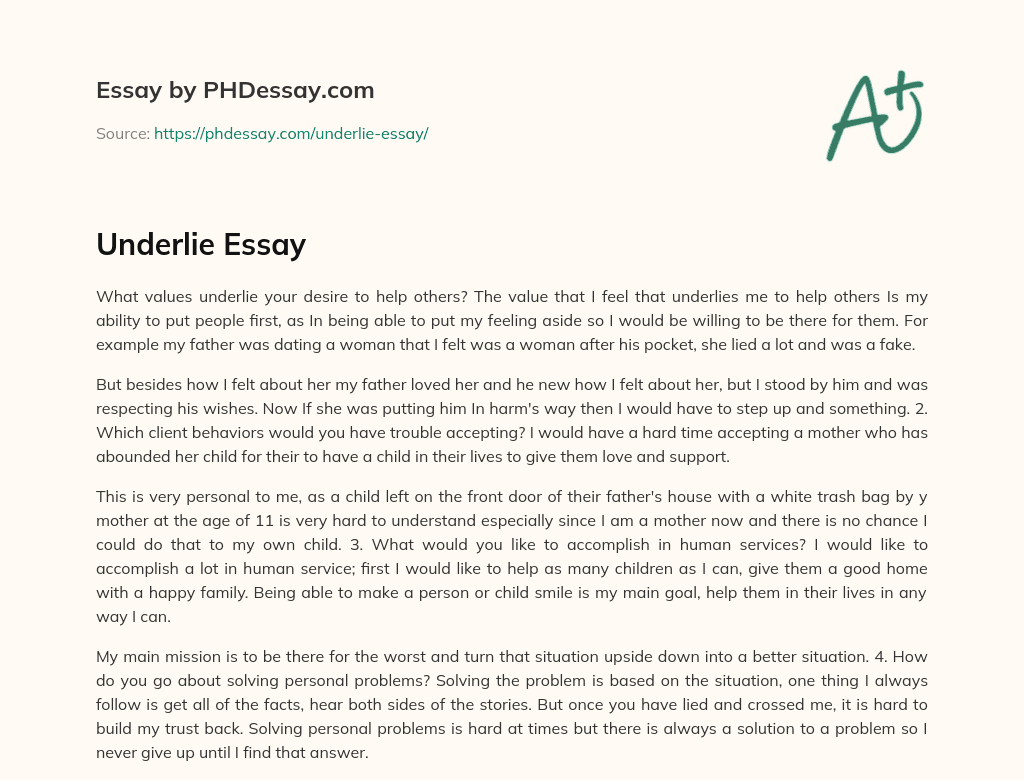 Underlie Essay (400 Words) - PHDessay.com