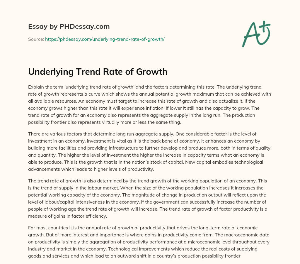 Underlying Trend Rate of Growth (400 Words) - PHDessay.com