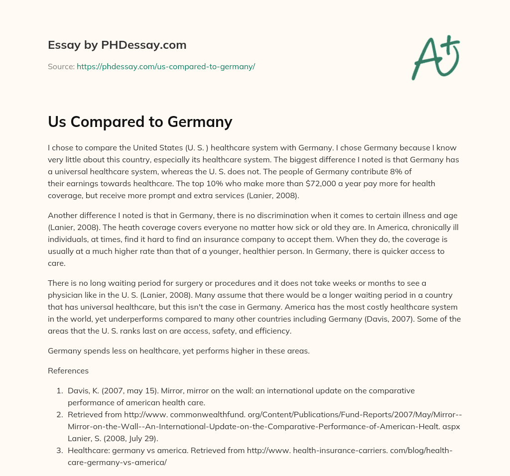 Us Compared to Germany (300 Words) - PHDessay.com