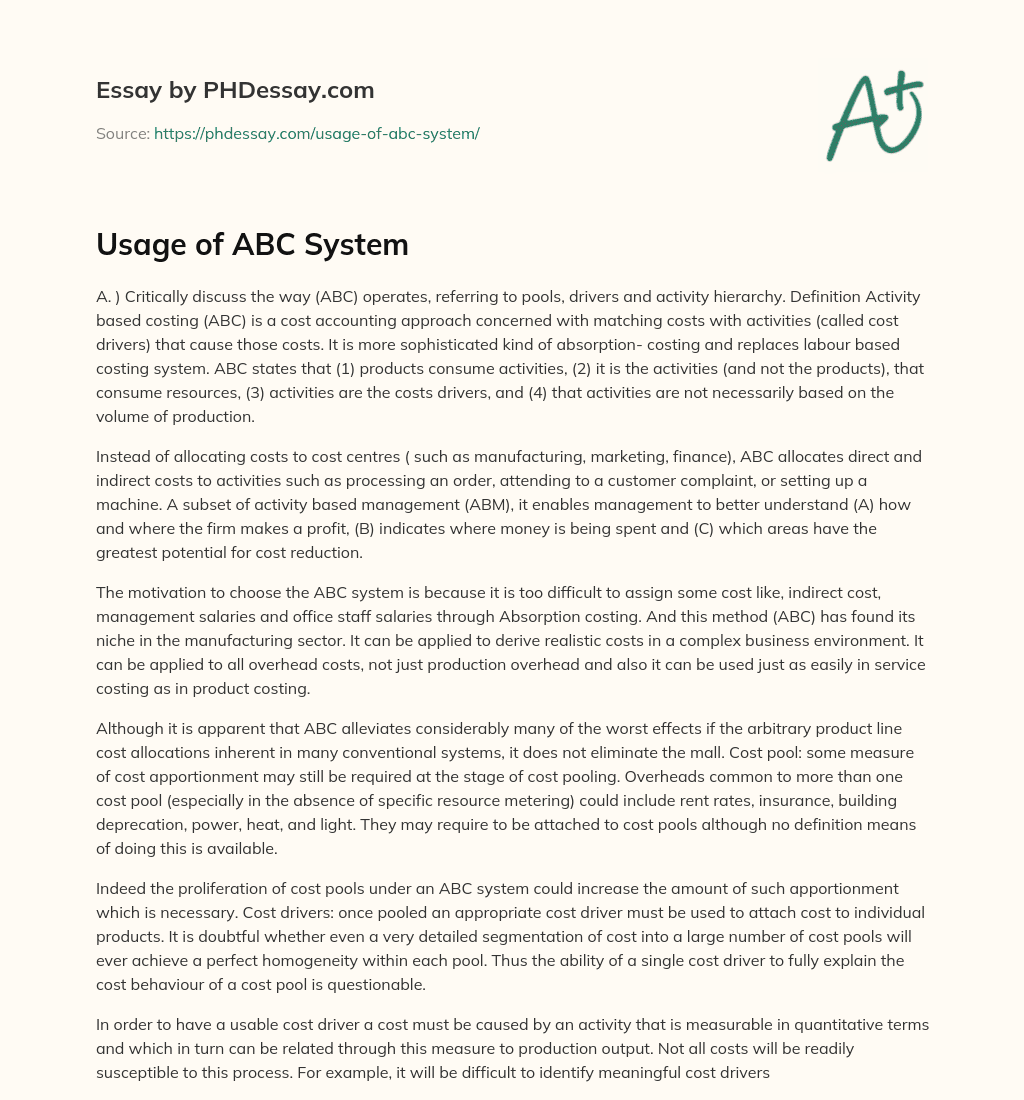 Usage of ABC System - PHDessay.com