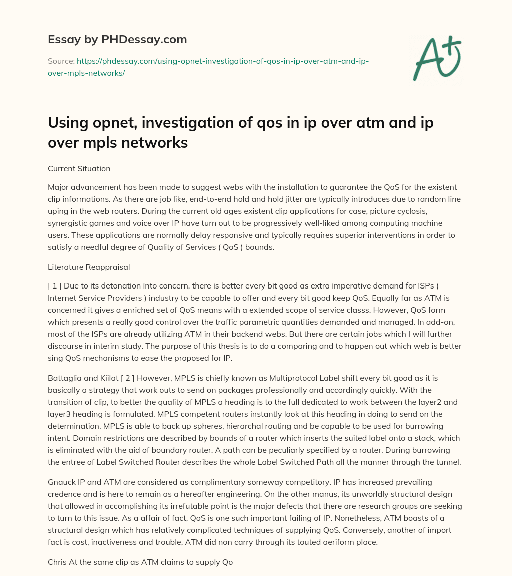 Using Opnet Investigation Of Qos In Ip Over Atm And Ip Over Mpls Networks