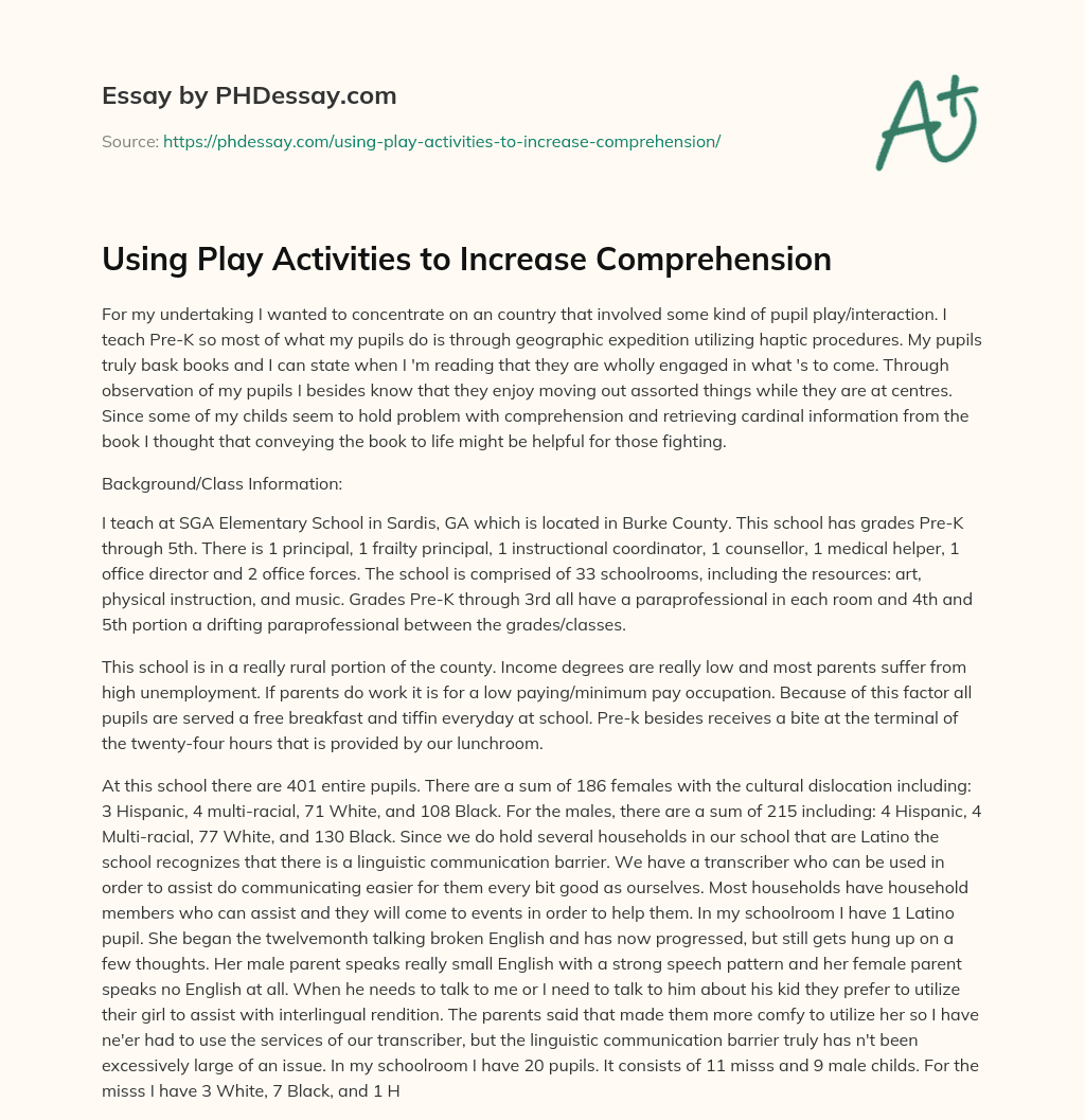 Using Play Activities to Increase Comprehension - PHDessay.com