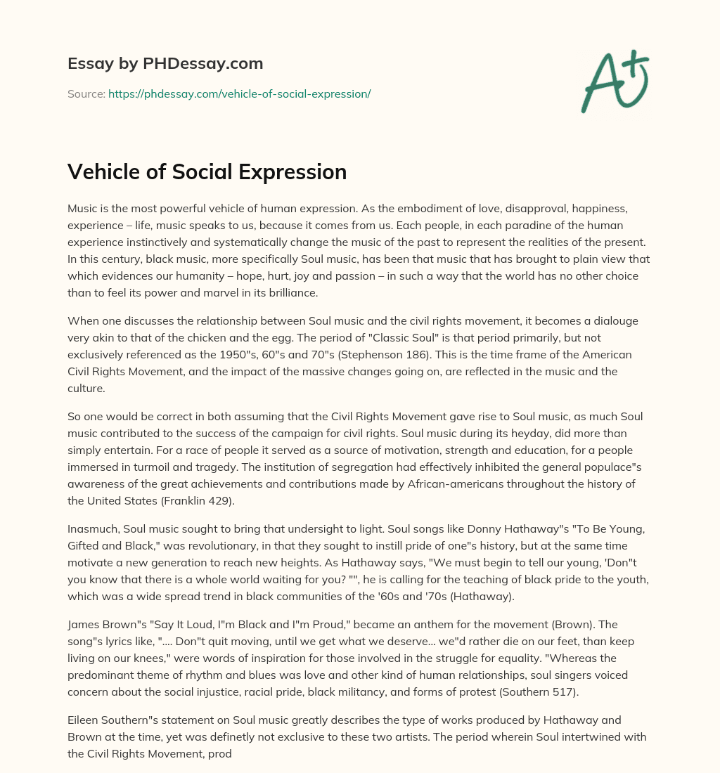 Vehicle of Social Expression - PHDessay.com