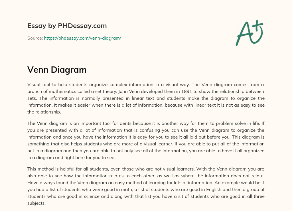 Venn Diagram (300 Words) - PHDessay.com