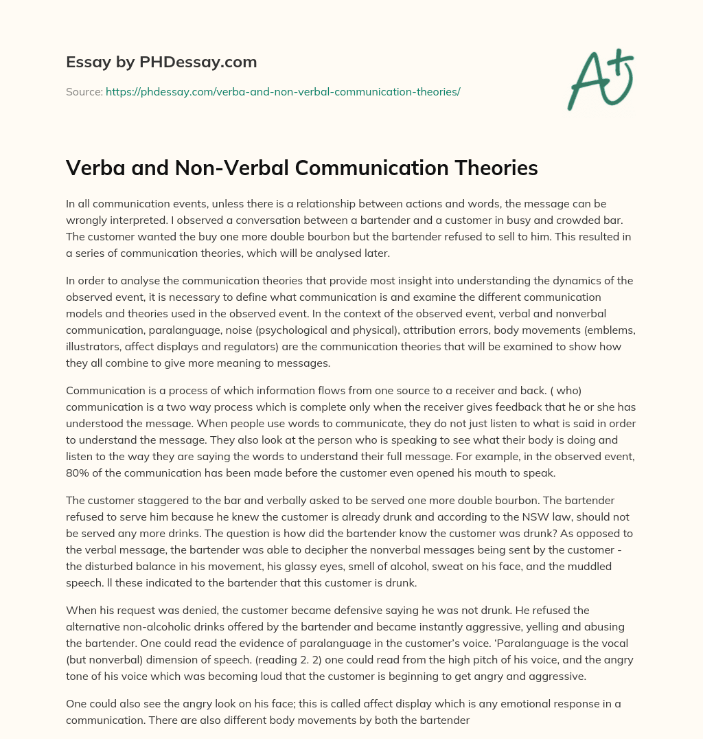 Verba and Non-Verbal Communication Theories - PHDessay.com