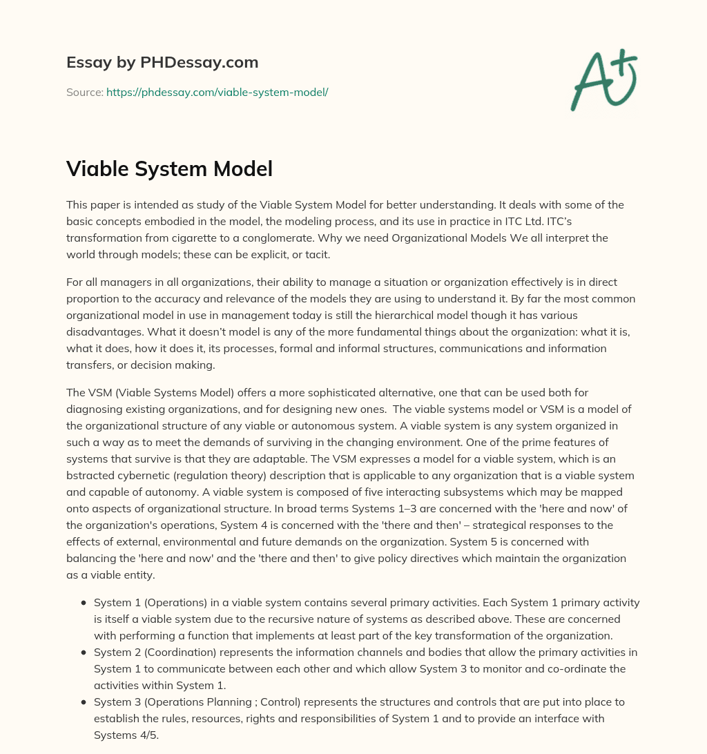 Viable System Model - PHDessay.com