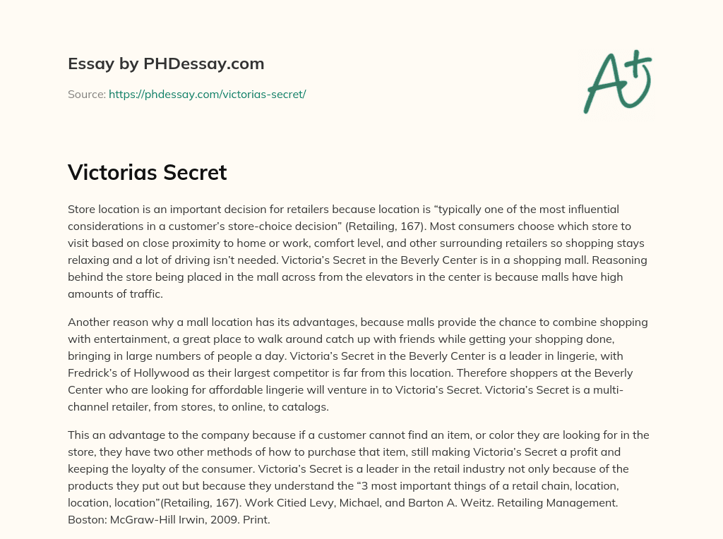 Victorias Secret (300 Words) - PHDessay.com