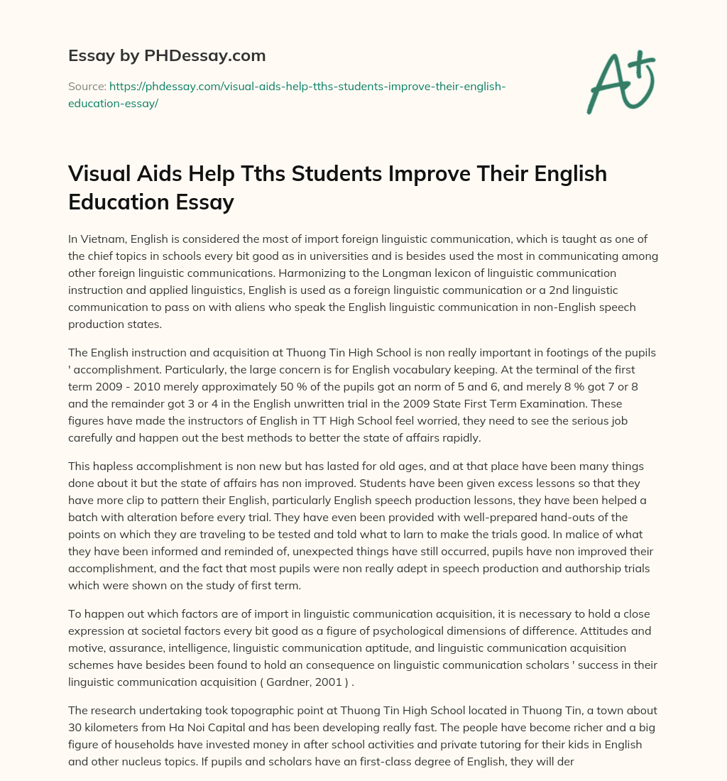 Visual Aids Help Tths Students Improve Their English Education Essay ...