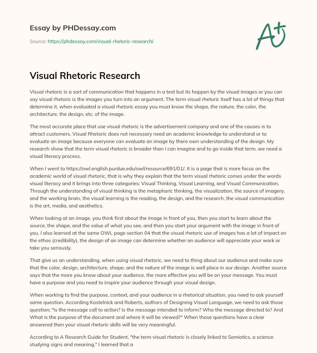 Visual Rhetoric Research - PHDessay.com