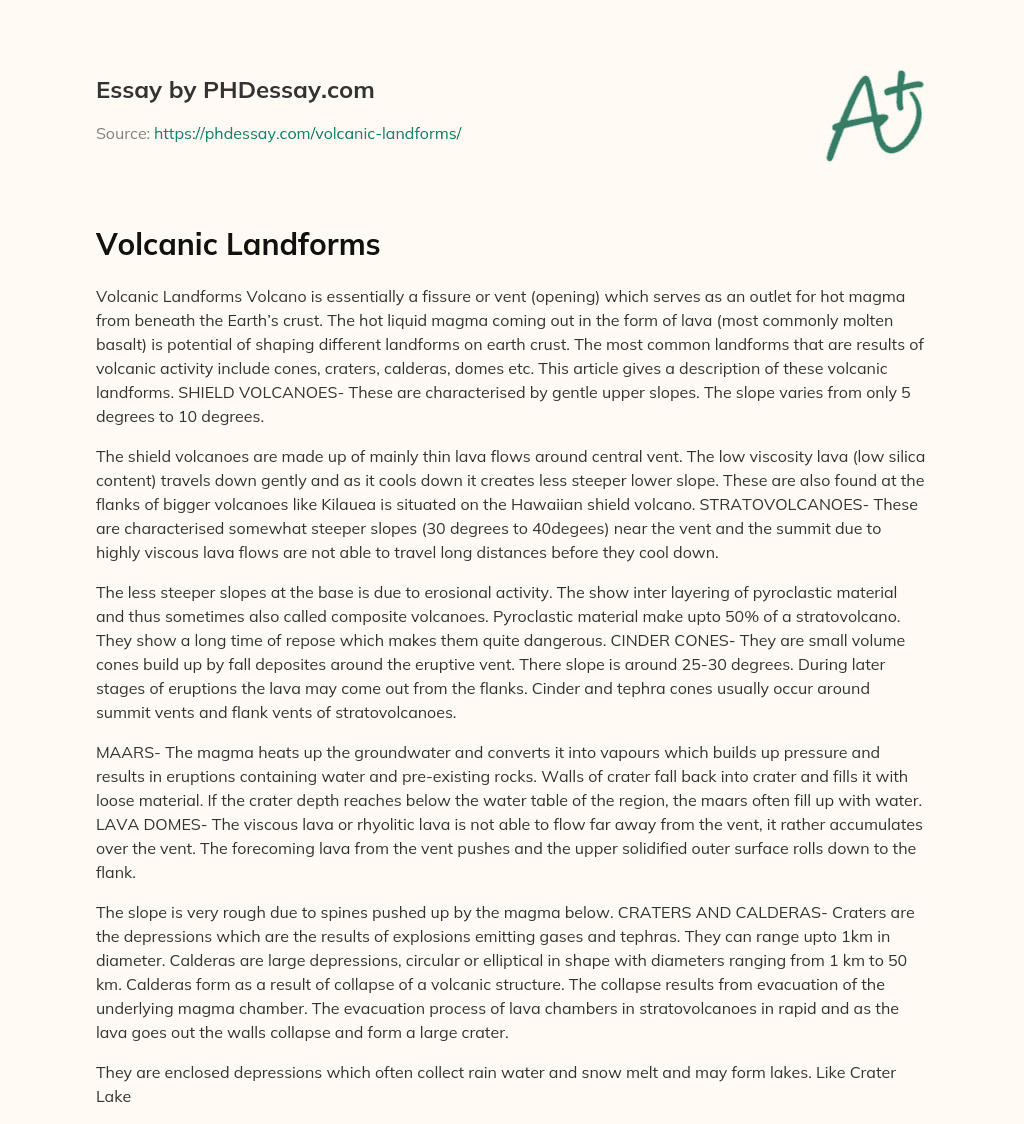 Volcanic Landforms - PHDessay.com