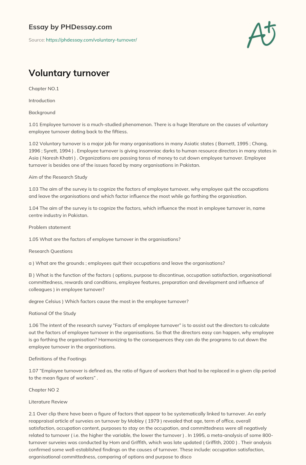 Voluntary turnover - PHDessay.com