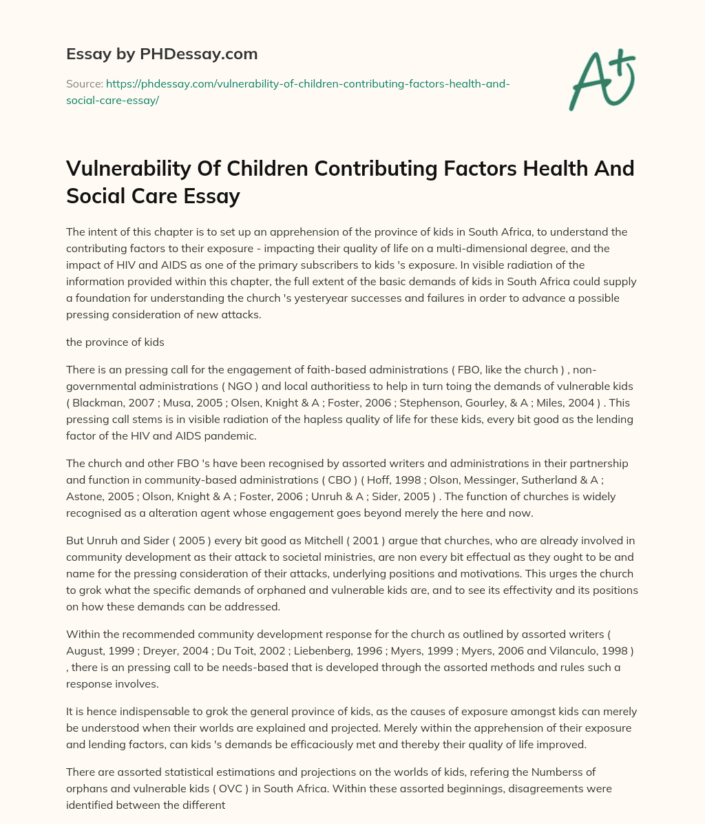 Vulnerability Of Children Contributing Factors Health And Social Care ...