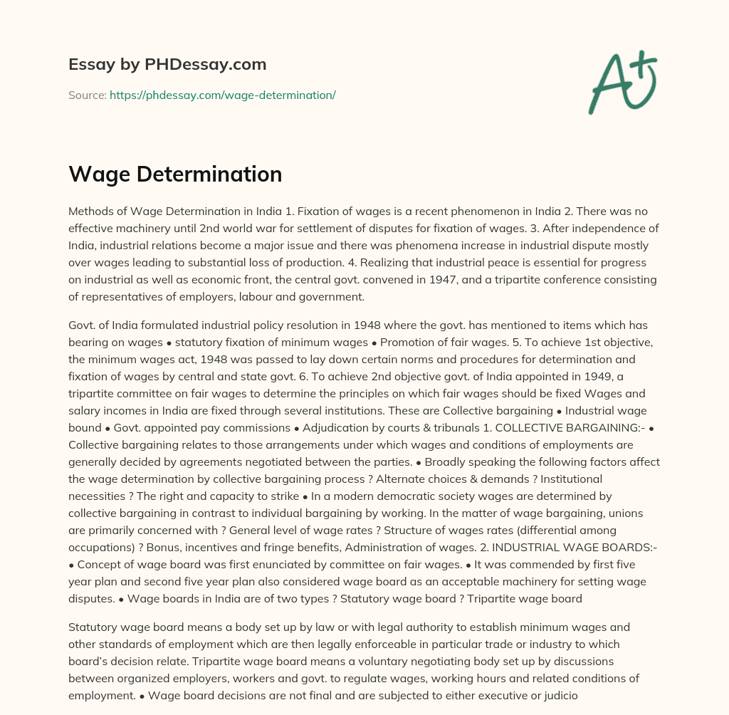 Wage Determination - PHDessay.com