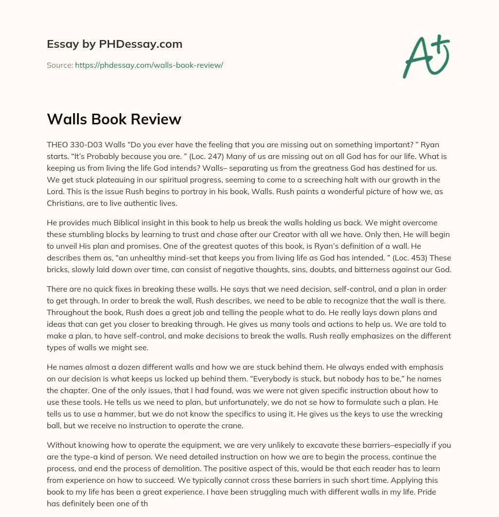 Walls Book Review - PHDessay.com