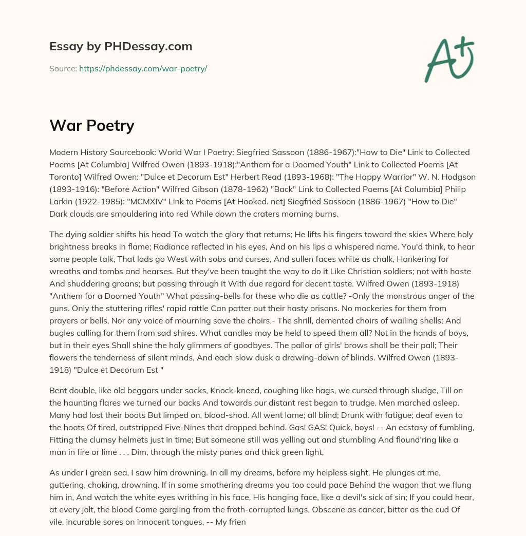War Poetry - PHDessay.com