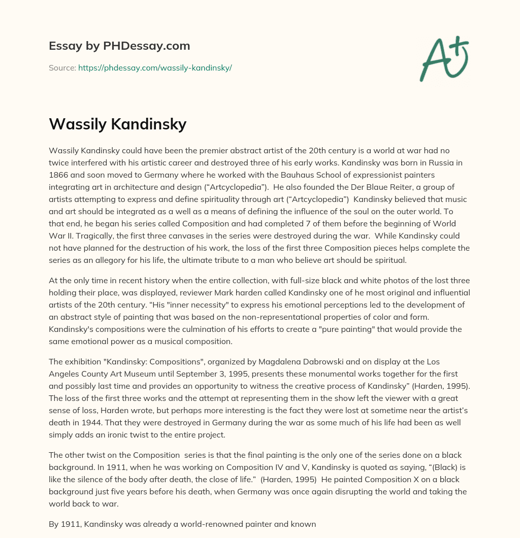 Wassily Kandinsky Essay Example - PHDessay.com