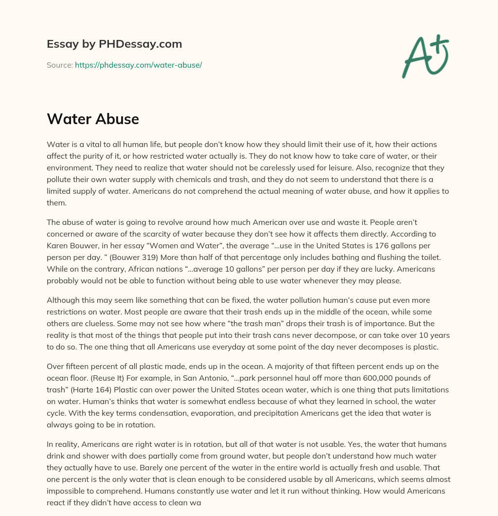 Water Abuse - PHDessay.com