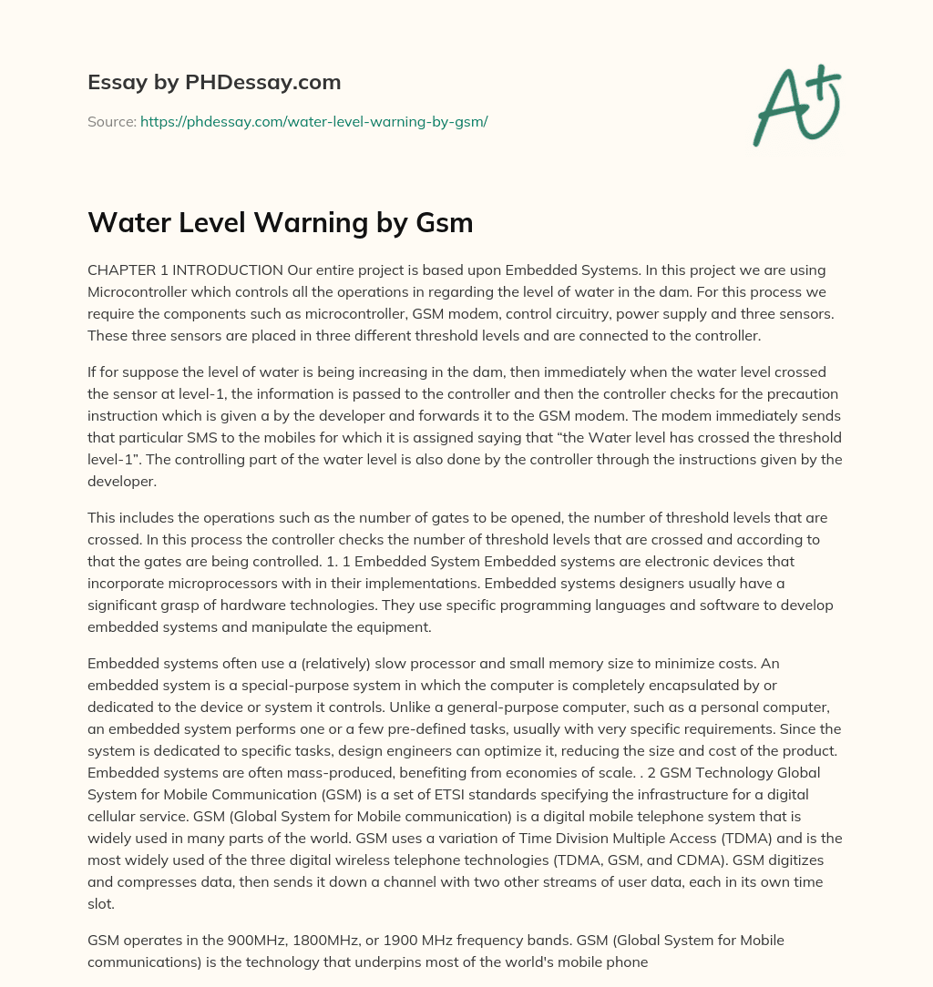 Water Level Warning by Gsm - PHDessay.com