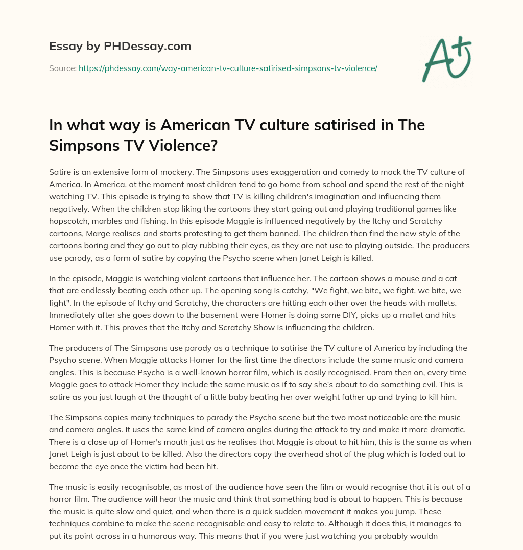 In what way is American TV culture satirised in The Simpsons TV ...