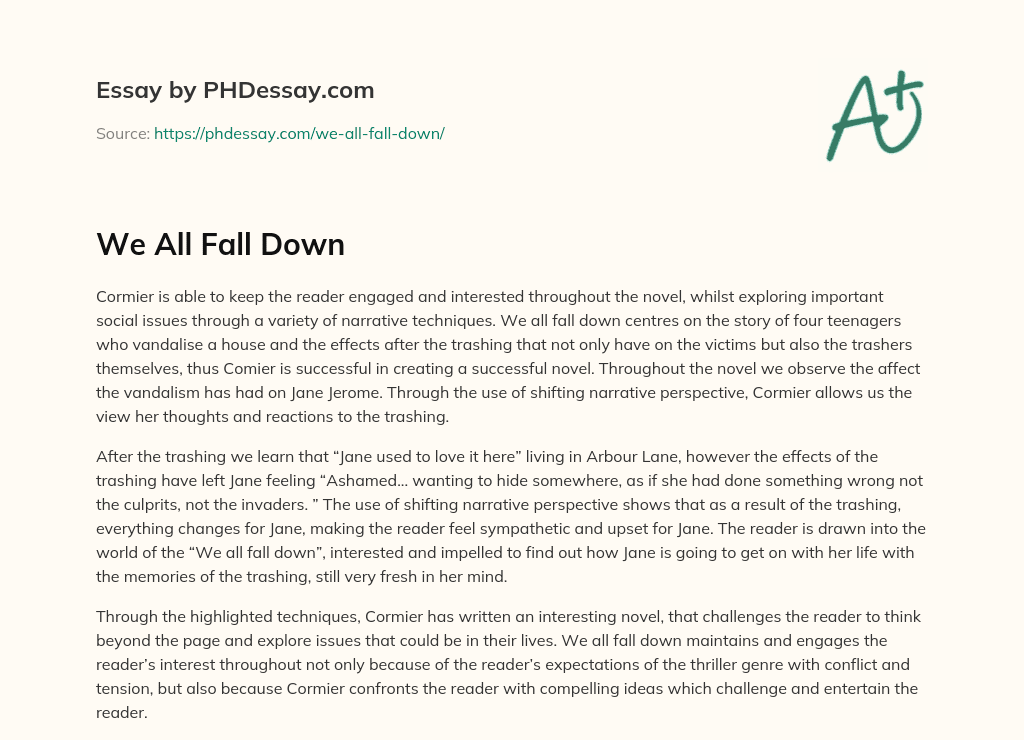 We All Fall Down (300 Words) - PHDessay.com
