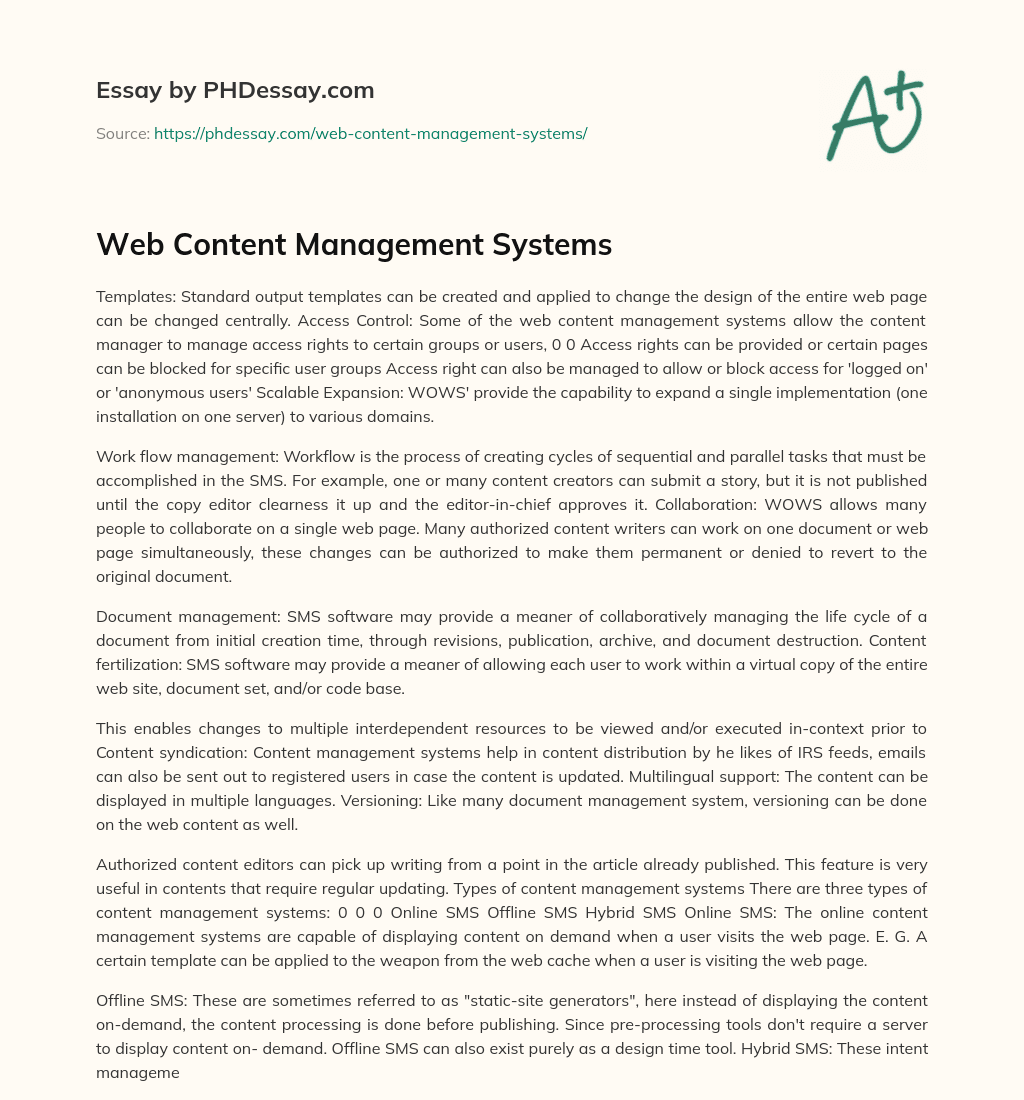 Web Content Management Systems - PHDessay.com
