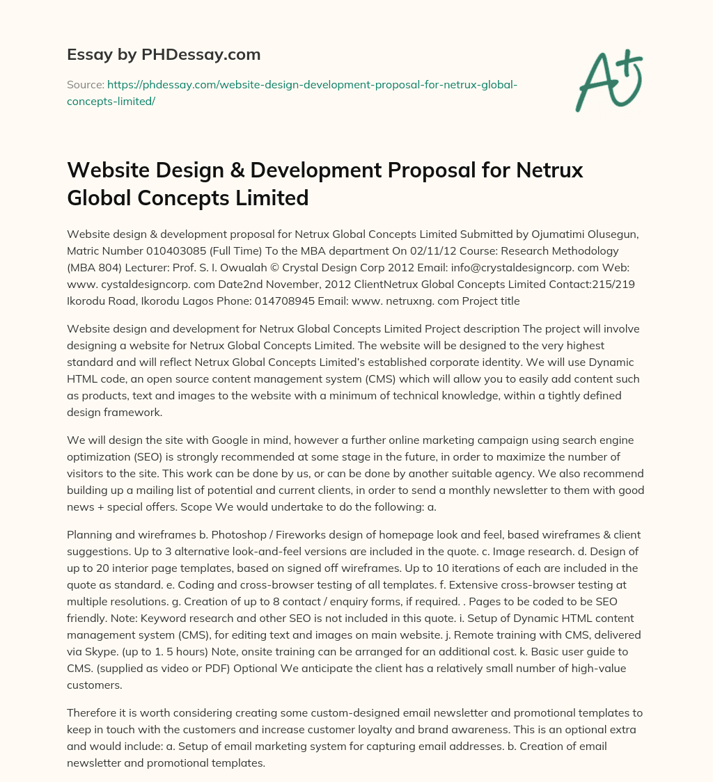 Website Design & Development Proposal For Netrux Global Concepts ...