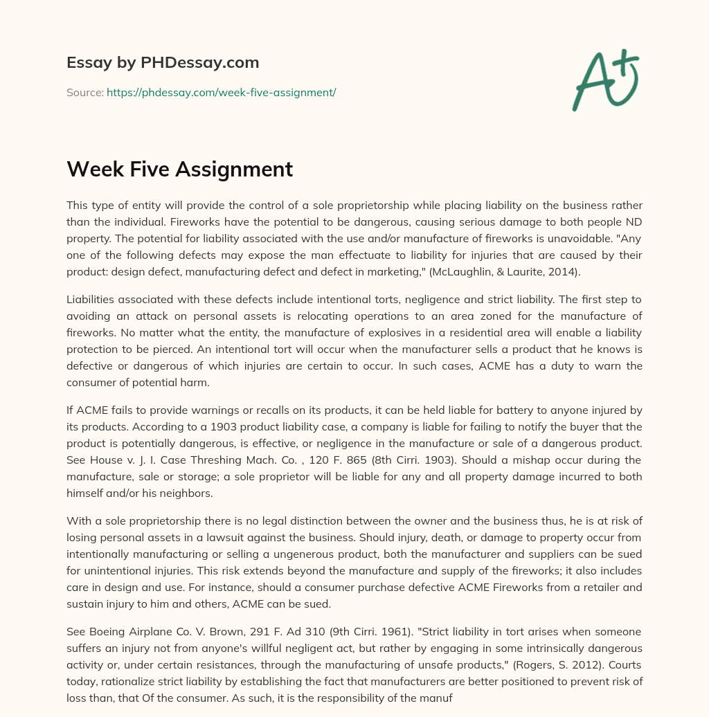 Week Five Assignment - PHDessay.com