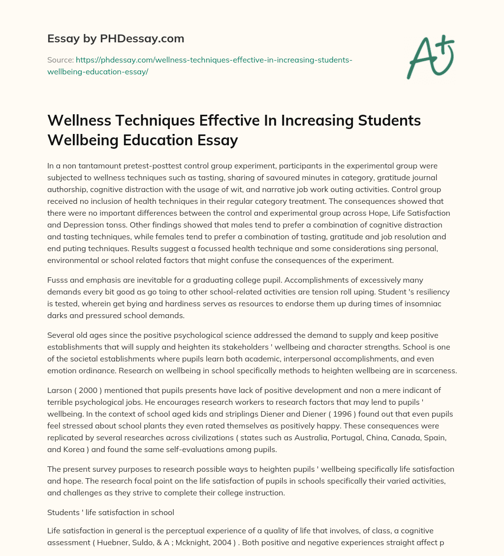 Wellness Techniques Effective In Increasing Students Wellbeing ...
