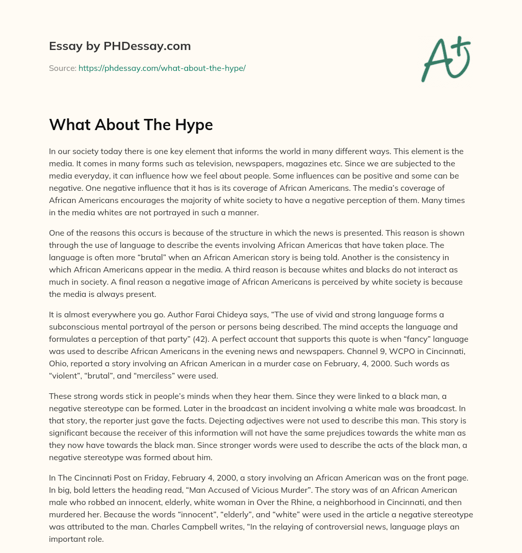 What About The Hype - PHDessay.com
