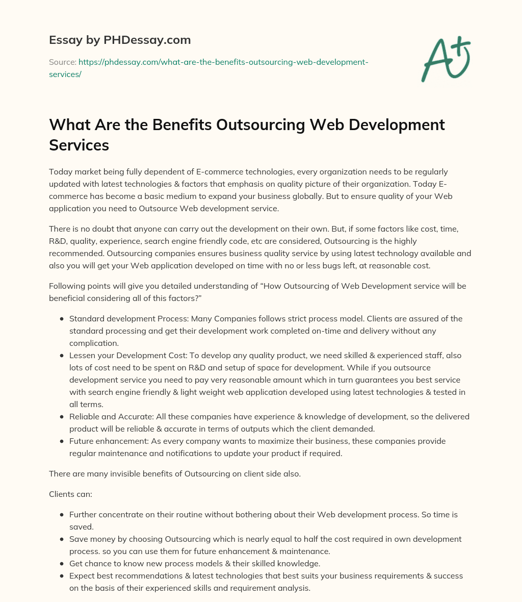 What Are the Benefits Outsourcing Web Development Services (400 Words ...