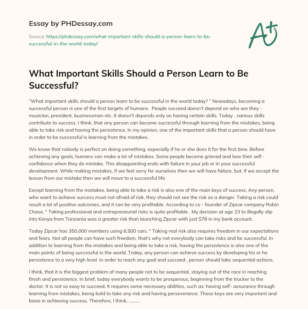 What Important Skills Should a Person Learn to Be Successful? (500 ...