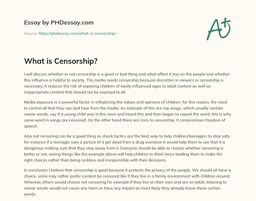 What is Censorship? (300 Words) - PHDessay.com