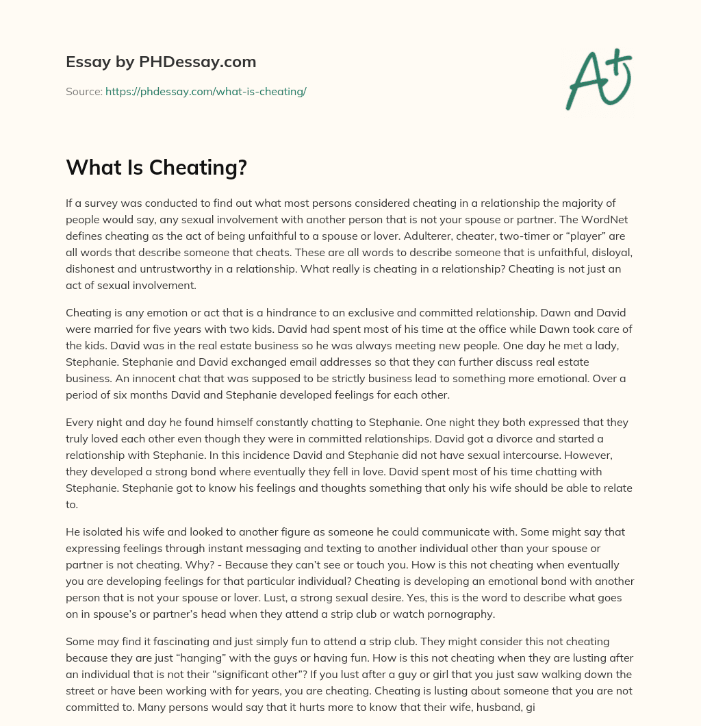 What Is Cheating? (600 Words) - PHDessay.com