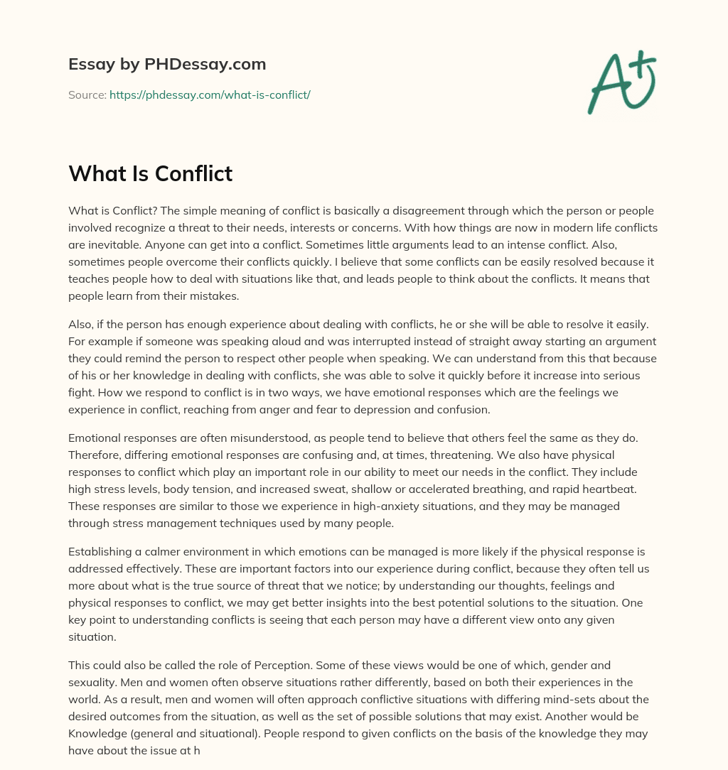 What Is Conflict - PHDessay.com