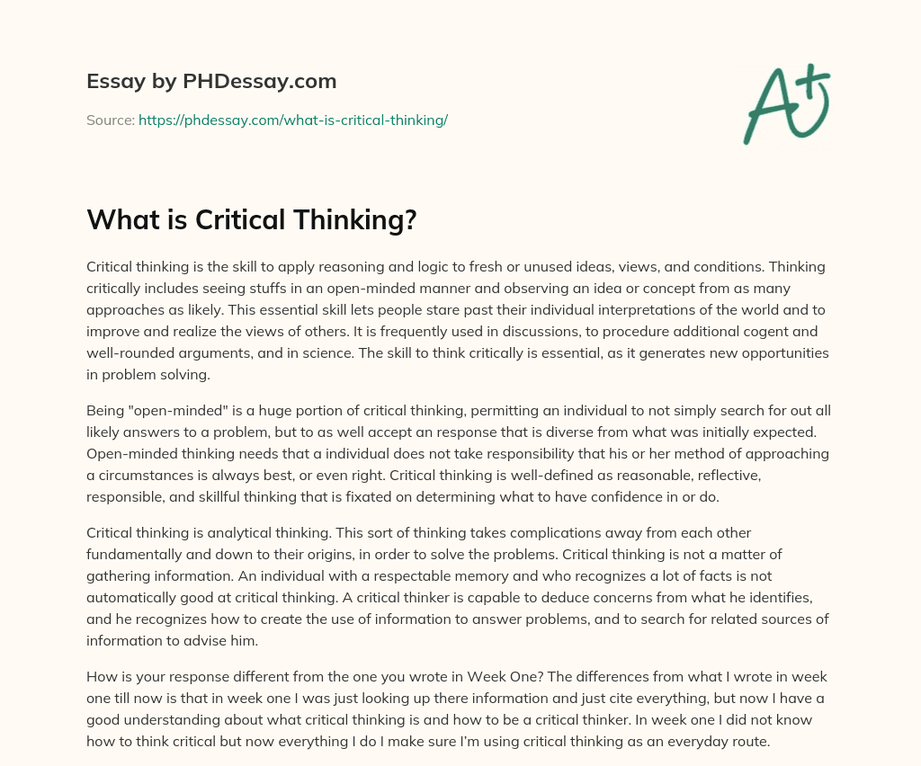 What is Critical Thinking? (400 Words) - PHDessay.com